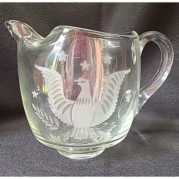 Eagle Creek | Art | Antique Large Glass Pitcher Wheel Etched Eagle ...